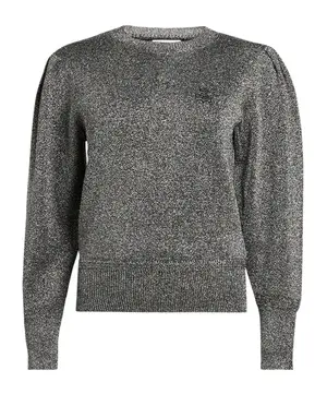 Isabel Marant Étoile Pullover With Puff Sleeves And Embroidered Logo - Silver