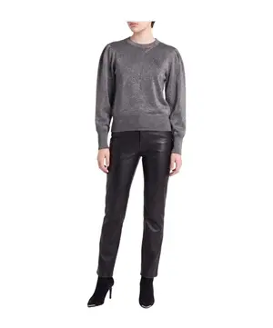 Isabel Marant Étoile Pullover With Puff Sleeves And Embroidered Logo - Silver