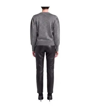 Isabel Marant Étoile Pullover With Puff Sleeves And Embroidered Logo - Silver