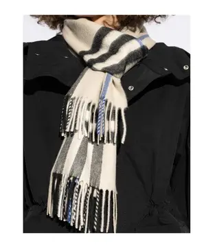 Burberry Check Printed Fringed Scarf