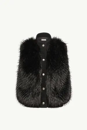 Moncler Fur-trimmed Knit Vest - Black