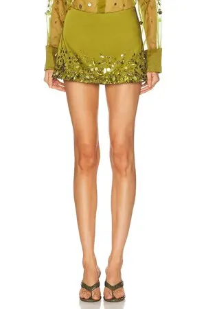 Retrofete Quilly Embroidered Mini Skirt - Basil