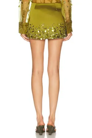Retrofete Quilly Embroidered Mini Skirt - Basil