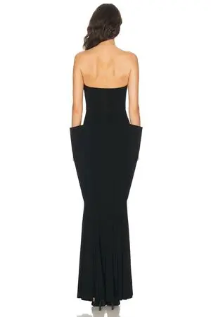 Norma Kamali Strapless Wing Fishtail Gown