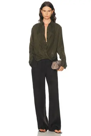 Helmut Lang Fluid Drape Shirt - Moss