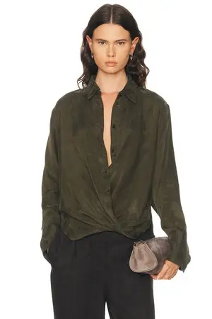 Helmut Lang Fluid Drape Shirt - Moss