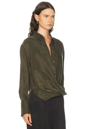 Helmut Lang Fluid Drape Shirt - Moss