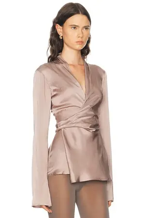Rick Owens Laura Long Sleeve Wrap Top - Rose