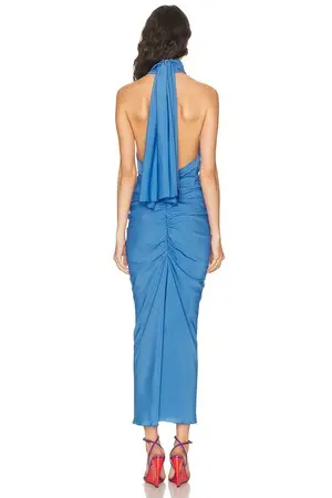 ROWEN ROSE Bow Neck Maxi Dress