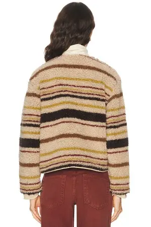 Moncler Striped Teddy Zip-up Cardigan - Light Beige