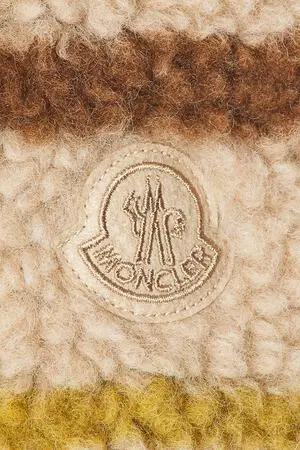Moncler Striped Teddy Zip-up Cardigan - Light Beige