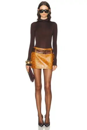 Lapointe Jersey Mock Neck Bodysuit - Chocolate