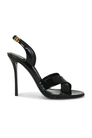 Dolce & Gabbana Patent Leather Slingback Stiletto Sandals - Black