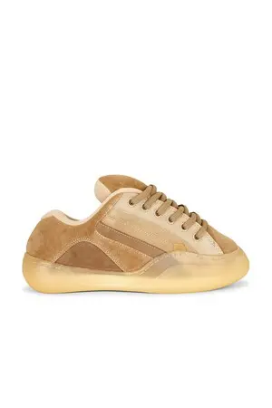 ERL Quad Vamp Leather Lace-up Sneakers - Beige