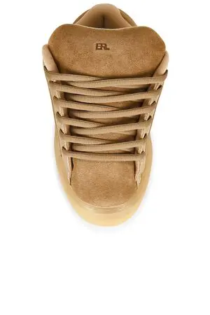 ERL Quad Vamp Leather Lace-up Sneakers - Beige