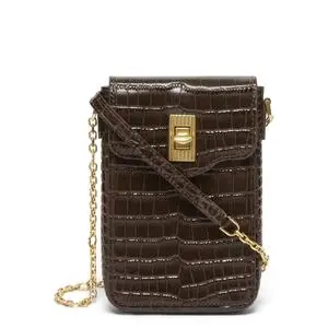 Lulu Guinness Chocolate Croc Effect Rita Crossbody Bag - Brown