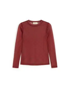 THINKING MU Sheer Printed Long Sleeve Top