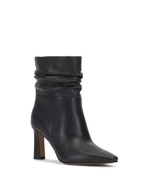 Vince Camuto Grenna Slouchy Pointed Toe Block Heel Booties - Black Leather