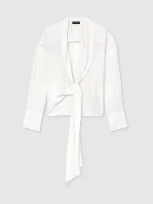 ATELIER Silk Crepe De Chine Tie-front Shirt - Ivory