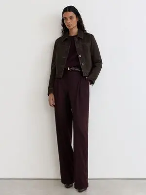 REISS Callie Suede Trucker Jacket