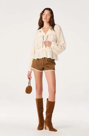 Astr The Label Jessalyn Embroidered Peplum Blouse