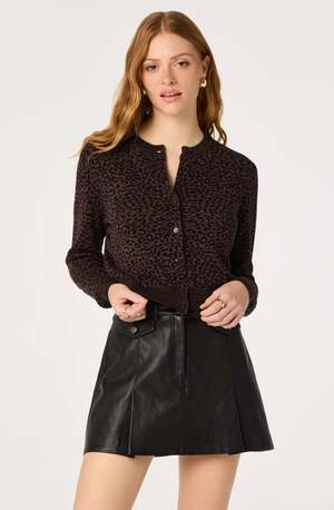 Astr The Label Nikki Leopard Print Cardigan