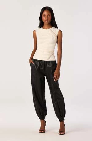 Astr The Label Adity Faux Leather Balloon Pants