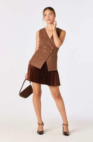 Astr The Label Allyson Tweed Vest Mini Dress