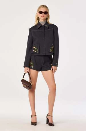 Astr The Label Jalen Embroidered High-rise Shorts