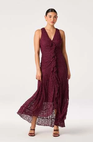 Astr The Label Casia Lace Ruffle Maxi Dress