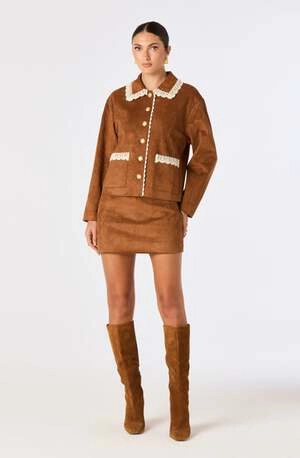 Astr The Label Faux Suede Mini Skort