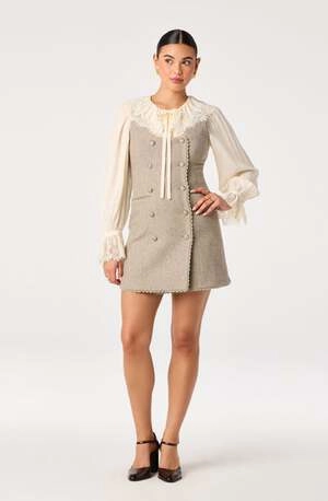 Astr The Label Luna Double-breasted Mini Dress - Taupe