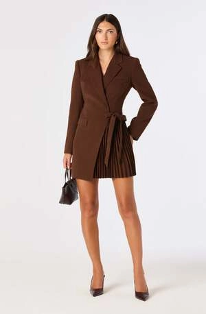 Astr The Label Blazer Wrap Mini Dress - Brown