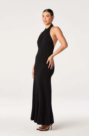 Astr The Label Knit Halter Maxi Dress With Open Back