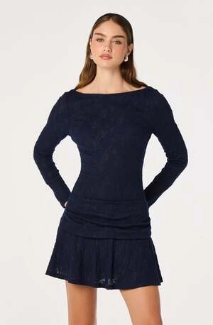 Astr The Label Cora Textured Drop Waist Mini Dress