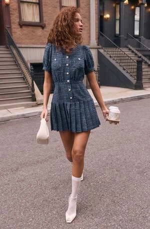 Astr The Label Brenlee Tweed Pleated Mini Dress