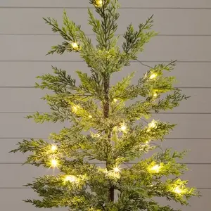 NEARLY NATURAL 2' Pre Lit Artificial Snowed Cypress Christmas Tree
