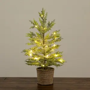 NEARLY NATURAL 2' Pre Lit Artificial Snowed Cypress Christmas Tree