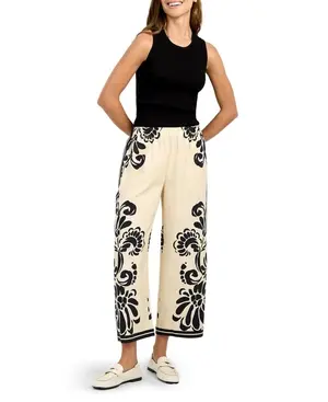 Trina Turk Cropped Wide-leg Pants With Printed Detail