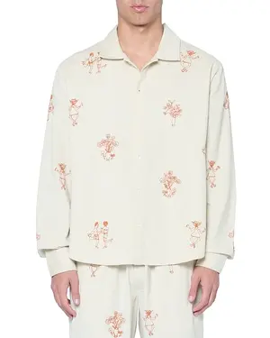 BAZISZT Riot Mini Cord Woven Graphic Shirt - Beige