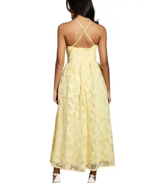 Coast Petite Halterneck Lace Midi Dress - Butter