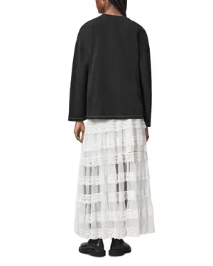 ALLSAINTS Maggie Lace Trim Tiered Maxi Skirt - Chalk White
