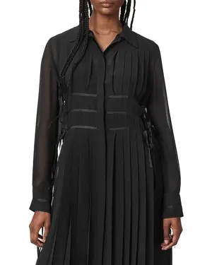 ALLSAINTS Kass Pleated Shirt Dress