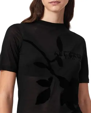 ALLSAINTS Athea Sheer Short Sleeve T-shirt - Black