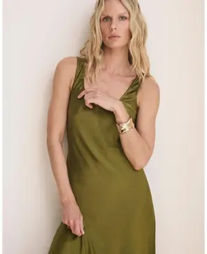 Mint Velvet Layered Satin Knit Midi Dress