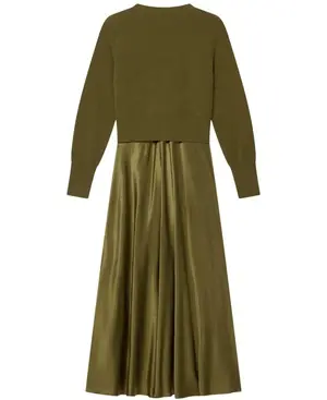 Mint Velvet Layered Satin Knit Midi Dress