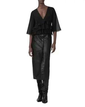 ALLSAINTS V-neck Ruffle Top
