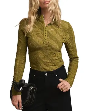 Mint Velvet Lace Detail High Neck Long Sleeve Top
