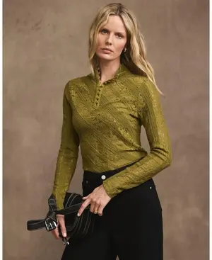 Mint Velvet Lace Detail High Neck Long Sleeve Top