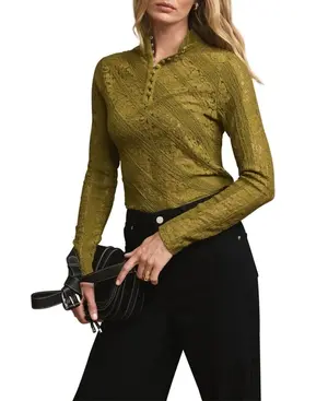 Mint Velvet Lace Detail High Neck Long Sleeve Top